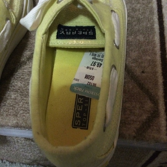 Sperry | Shoes | Sperry Topsider 5 Yellow Sequin Boat Shoe | Poshmark